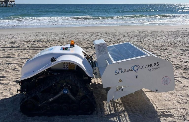 BeBot beach sweeper sifts surface sands for small debris | Coastal Review